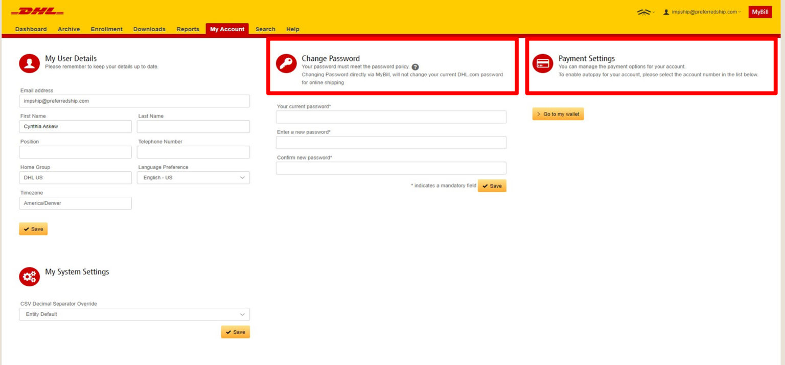 DHL MyBill Overview | Preferred Shipping